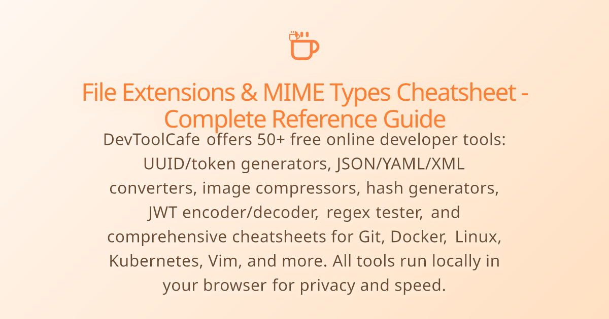 File Extensions & MIME Types Cheatsheet - Complete Reference Guide ...